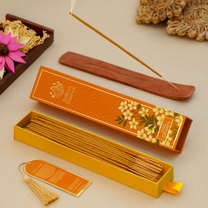 Belfiore Essence - Premium Nag Champa 35 Incense Stick With Wooden Stand